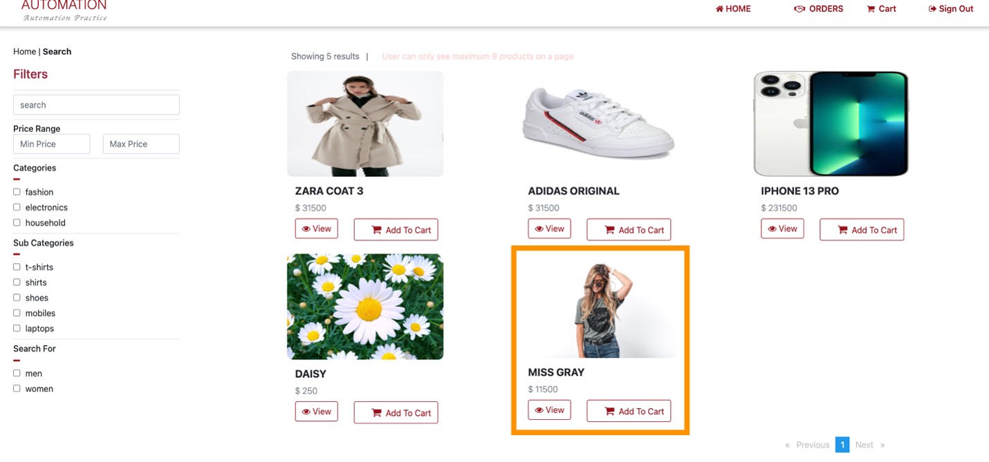 Protfolio - API - E2E Online Shop